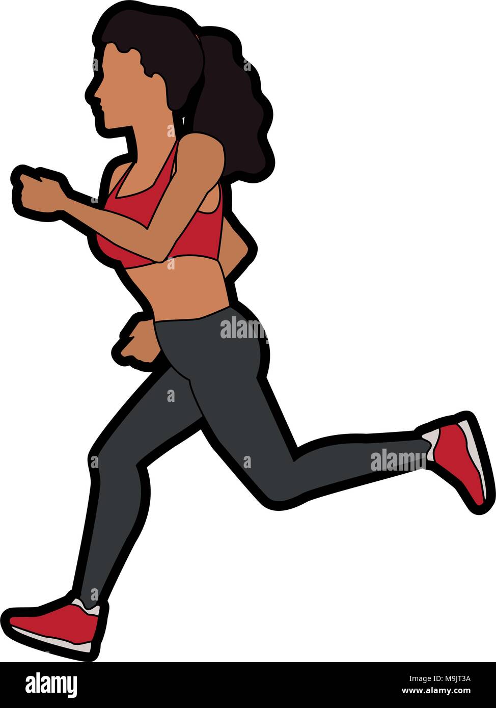 Fitness woman running cartoon vector illustration graphic design Stock ...