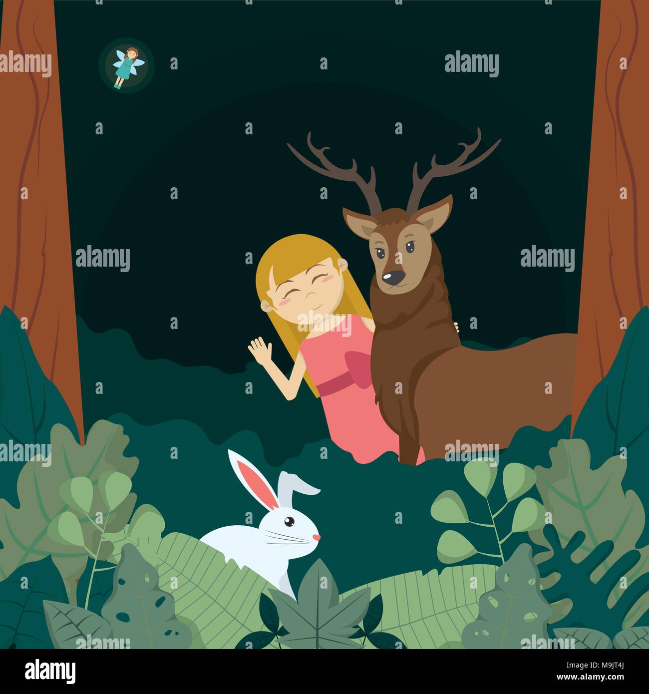 Misty forest pine trees Stock Vector Images - Alamy