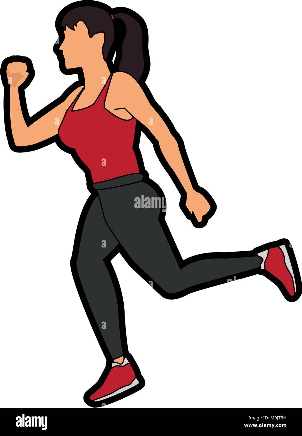 Fitness woman running cartoon vector illustration graphic design Stock ...