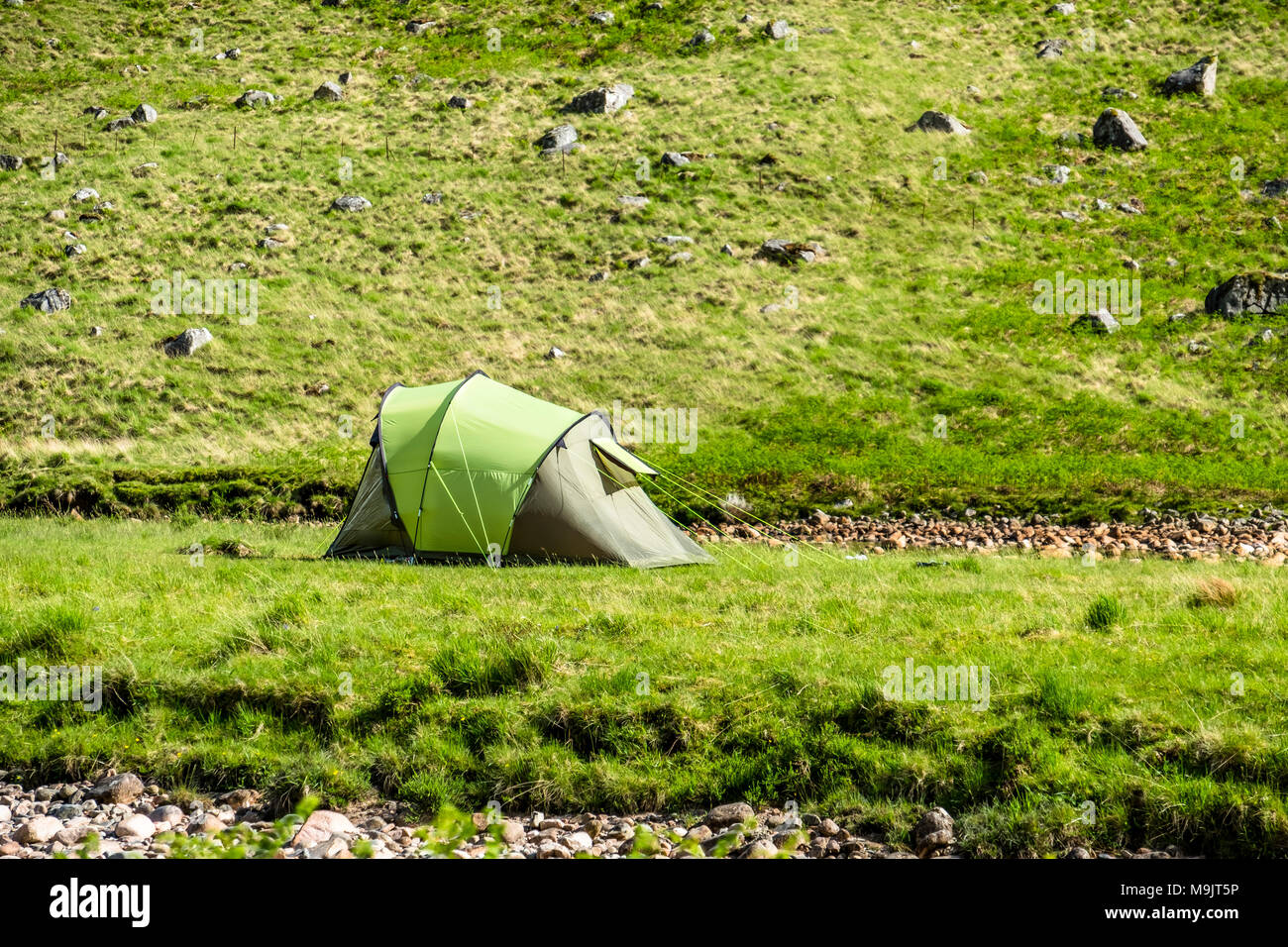 Wild camping in the wildernis of Glen Etive, Scotland - Europe Stock ...