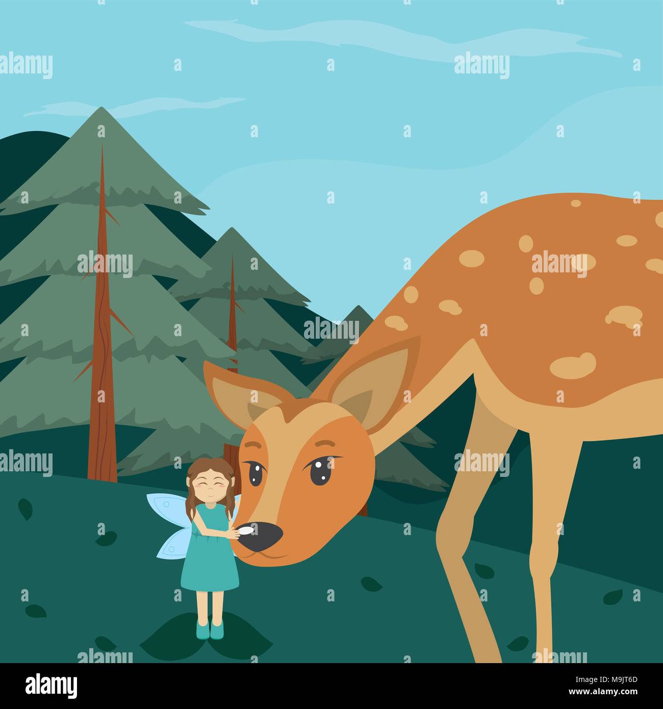 Enchanted forest deer illustration Stock Vector Images - Alamy