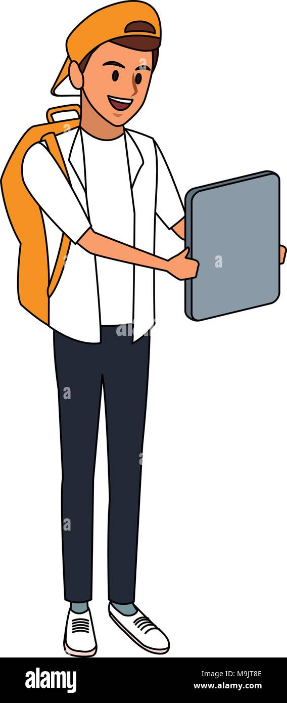 Young male student cartoon vector illustration graphic design Stock ...