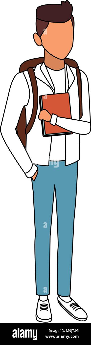 Young male student cartoon vector illustration graphic design Stock ...