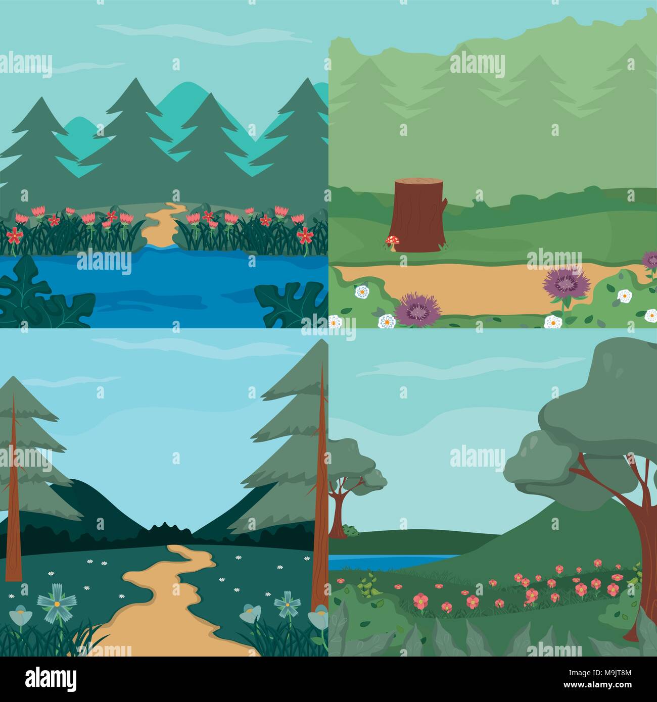 Beautiful landscape pine forests Stock Vector Images - Alamy