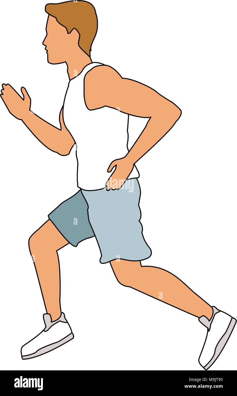 Fitness man running cartoon vector illustration graphic design Stock ...