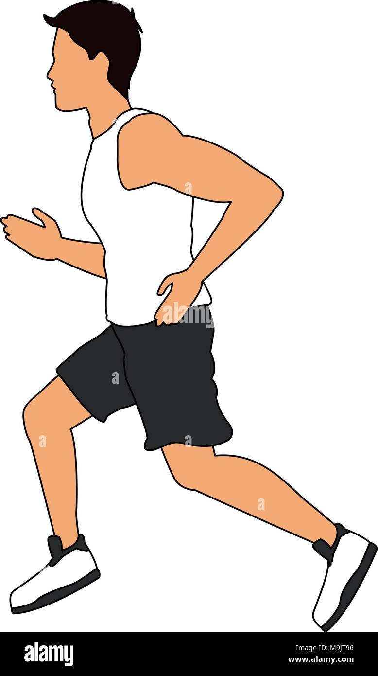 Fitness man running cartoon vector illustration graphic design Stock ...