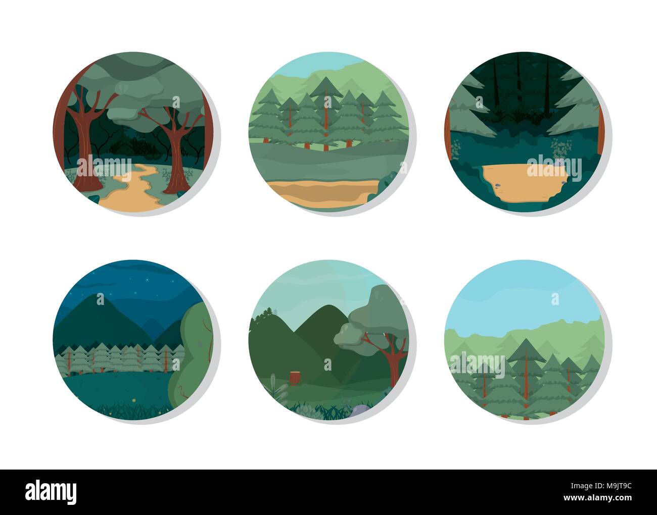 Green misty forest landscape Cut Out Stock Images & Pictures - Alamy