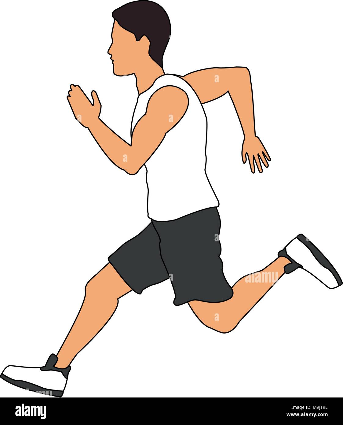Cartoon Man Running Marathon