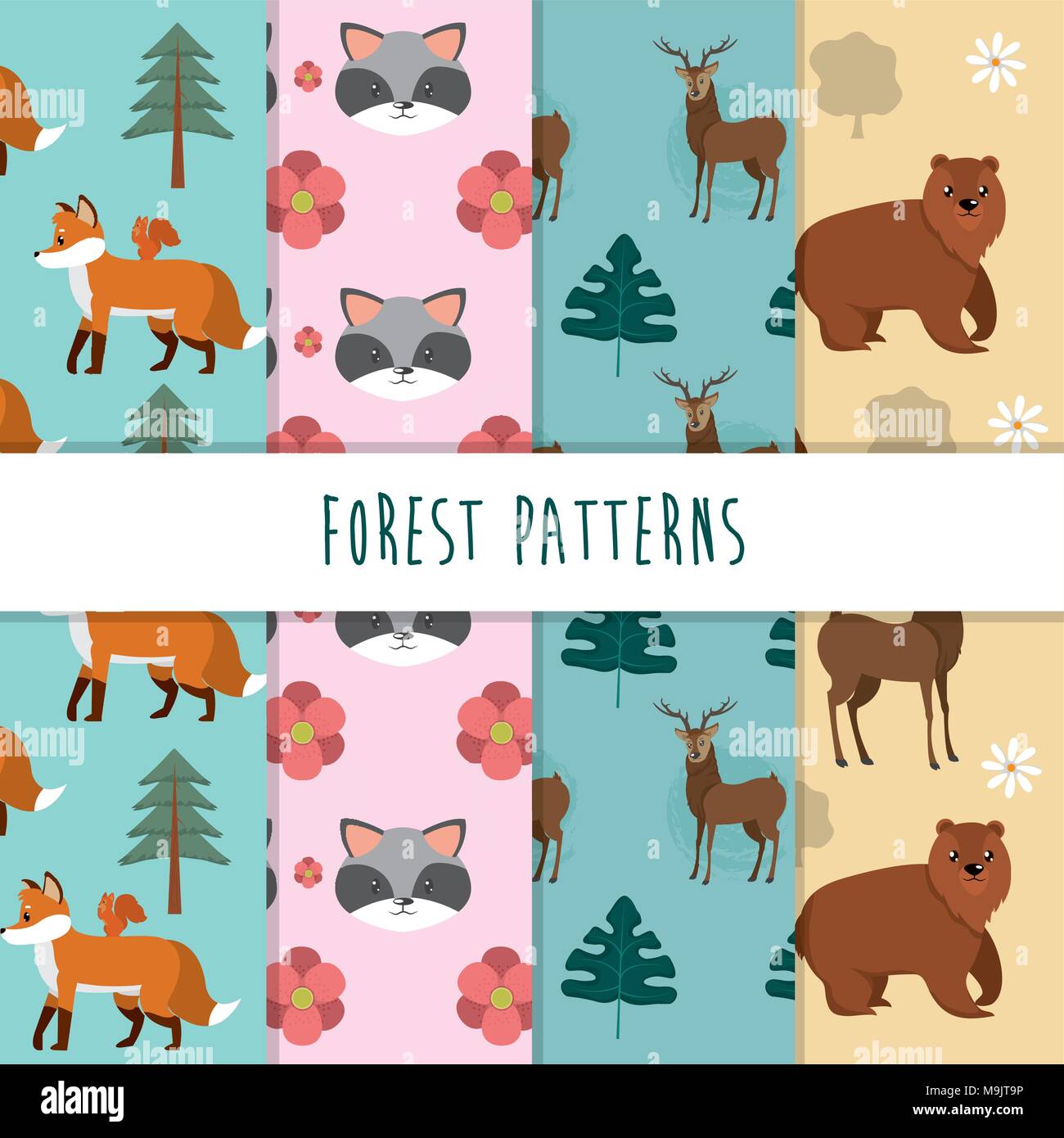 Forest cute patterns Stock Vector Image & Art - Alamy