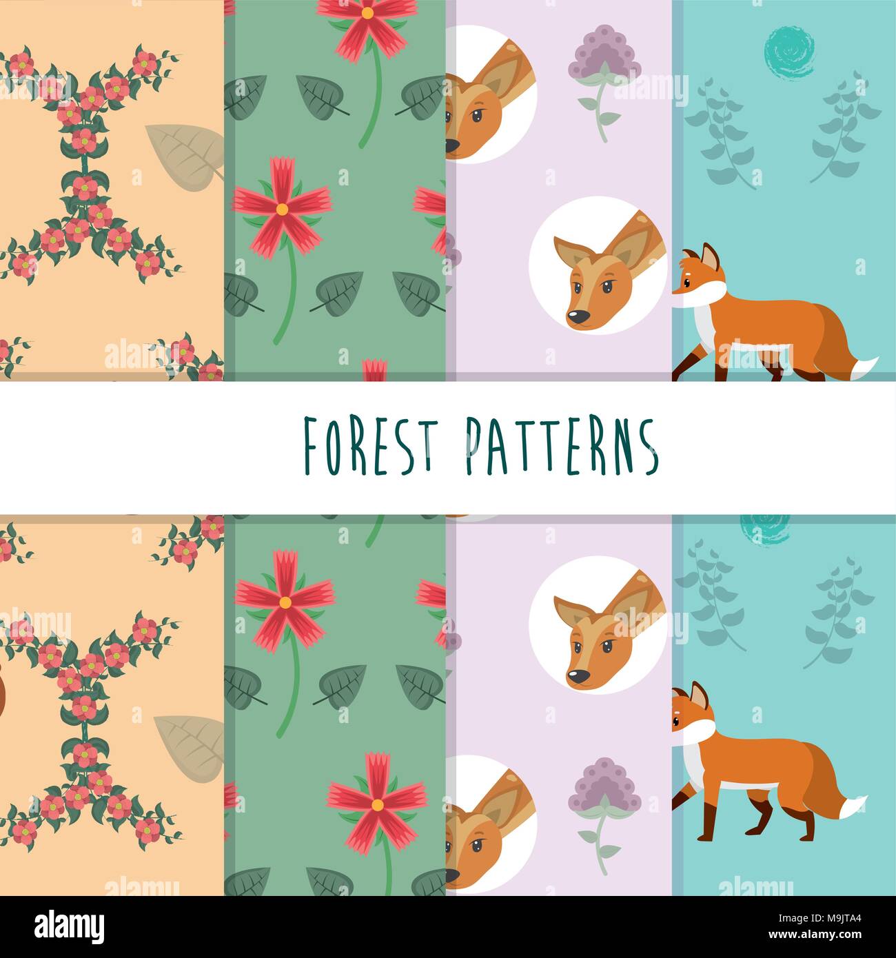 Forest cute patterns Stock Vector Image & Art - Alamy