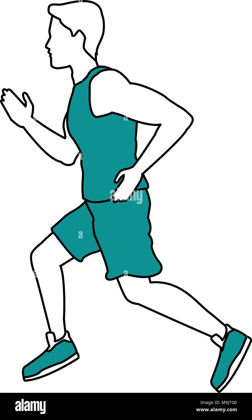 Fitness man running cartoon vector illustration graphic design Stock ...