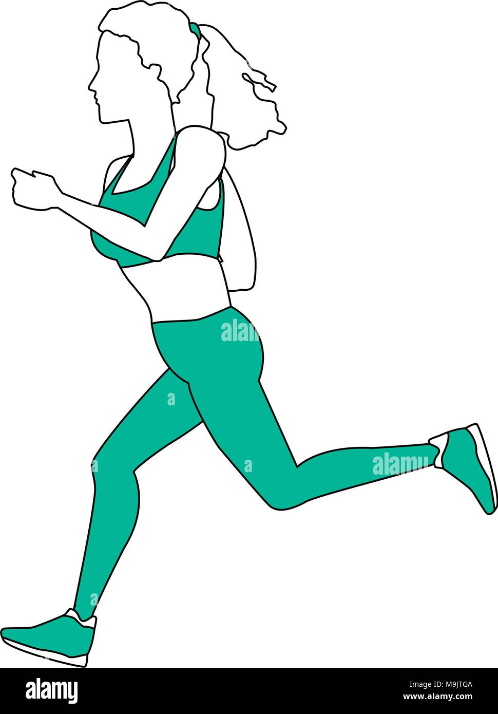 Fitness woman running cartoon vector illustration graphic design Stock ...