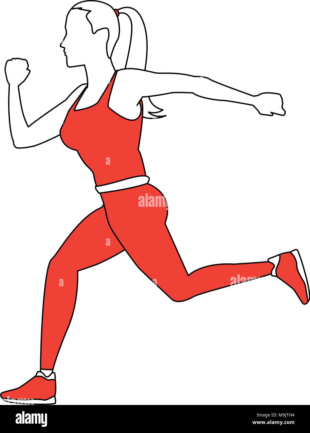 Fitness woman running cartoon vector illustration graphic design Stock ...