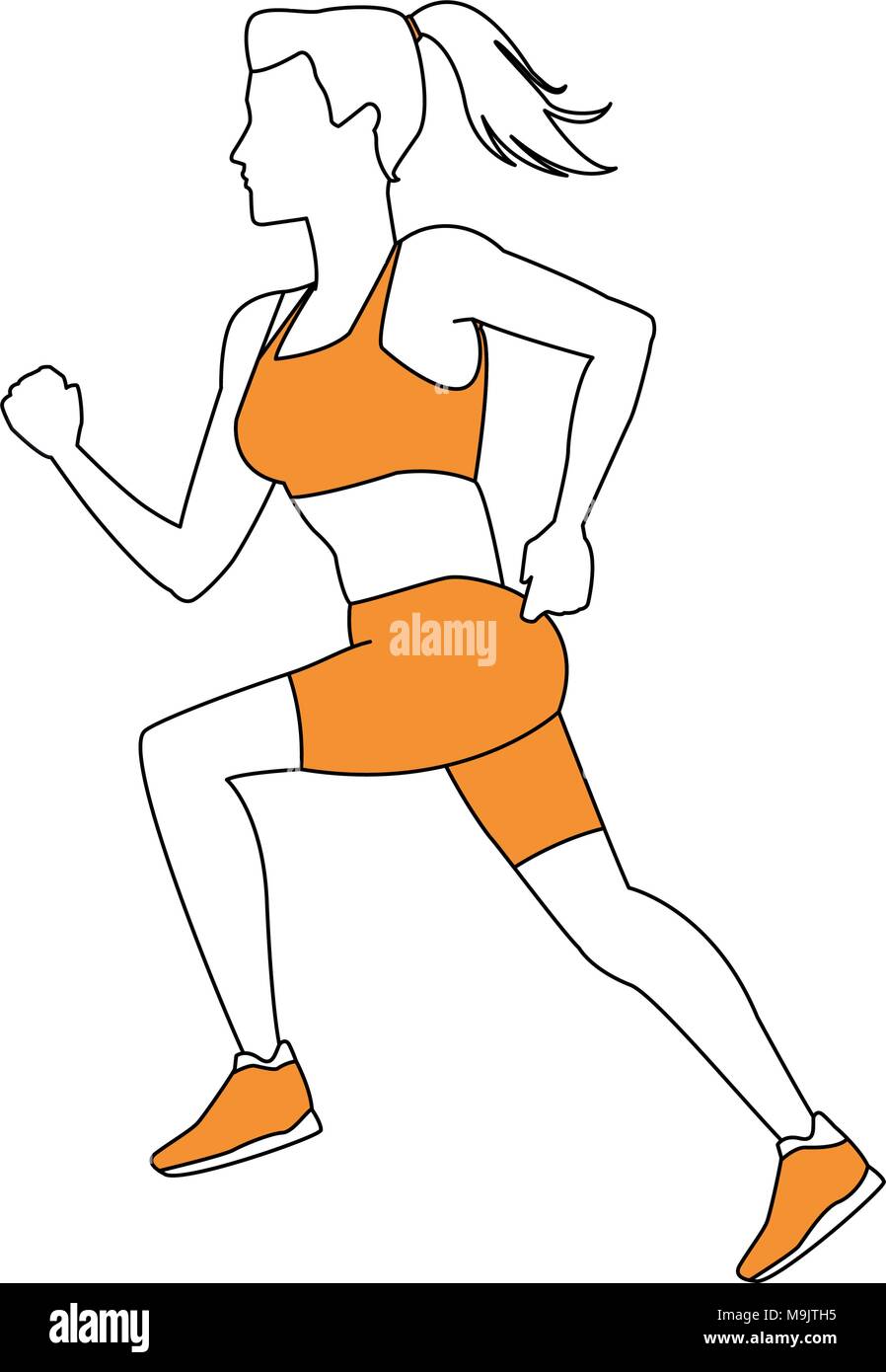 Fitness woman running cartoon vector illustration graphic design Stock ...