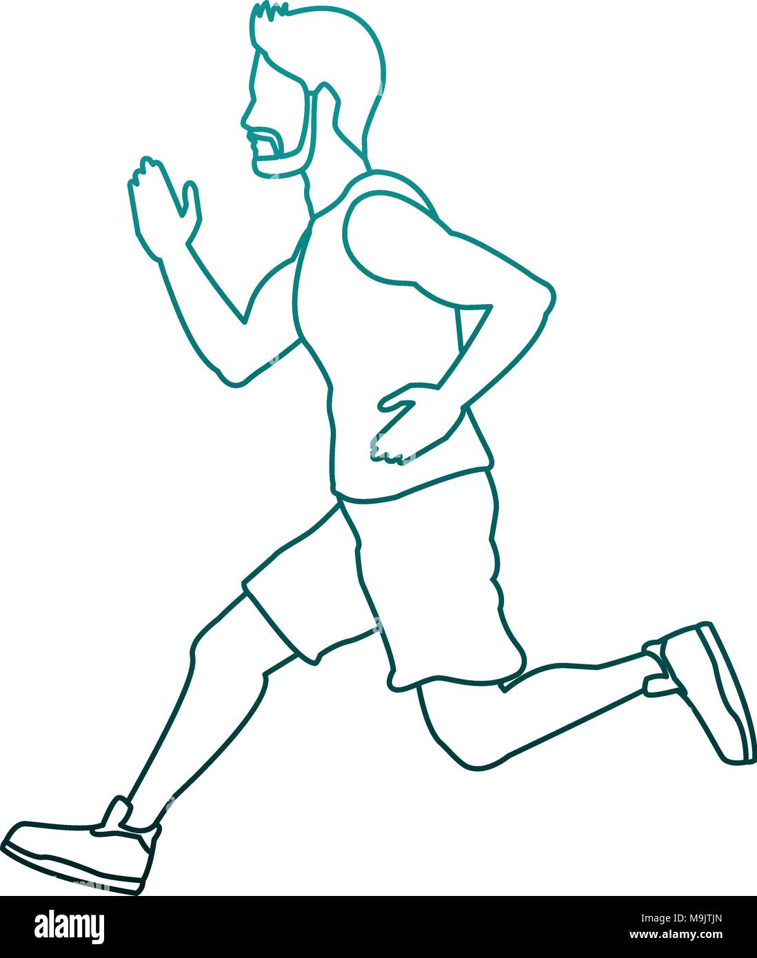 Fitness man running cartoon vector illustration graphic design Stock ...
