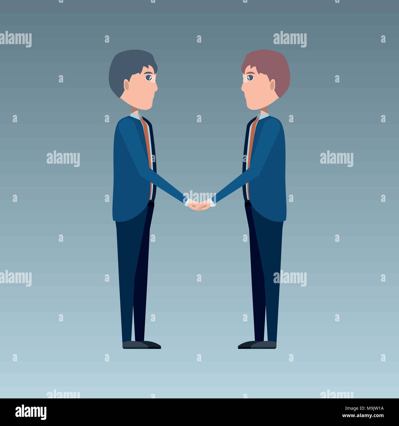cartoon Businessmen shaking hands over gray background, colorful design ...