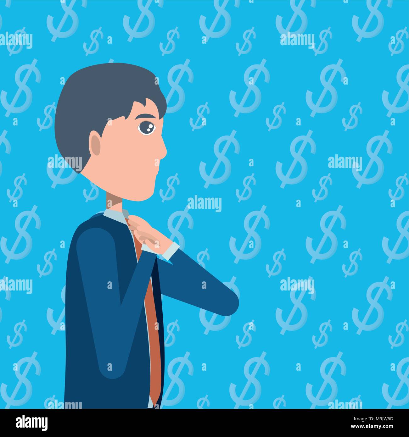 businessman over money symbols background, colorful design. vector ...