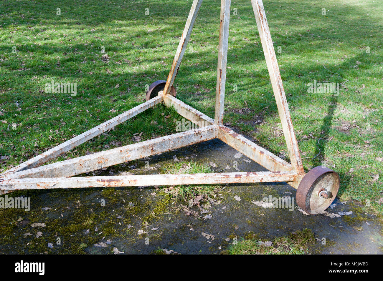 Cricket sight screen frames off-season at the recreation ground in ...