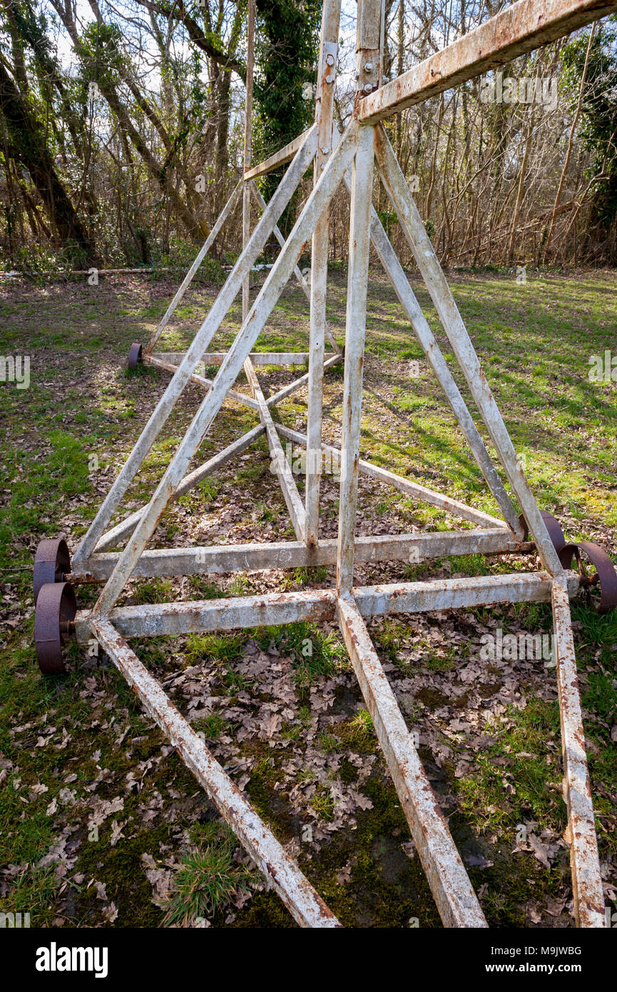 Cricket sight screen frames off-season at the recreation ground in ...