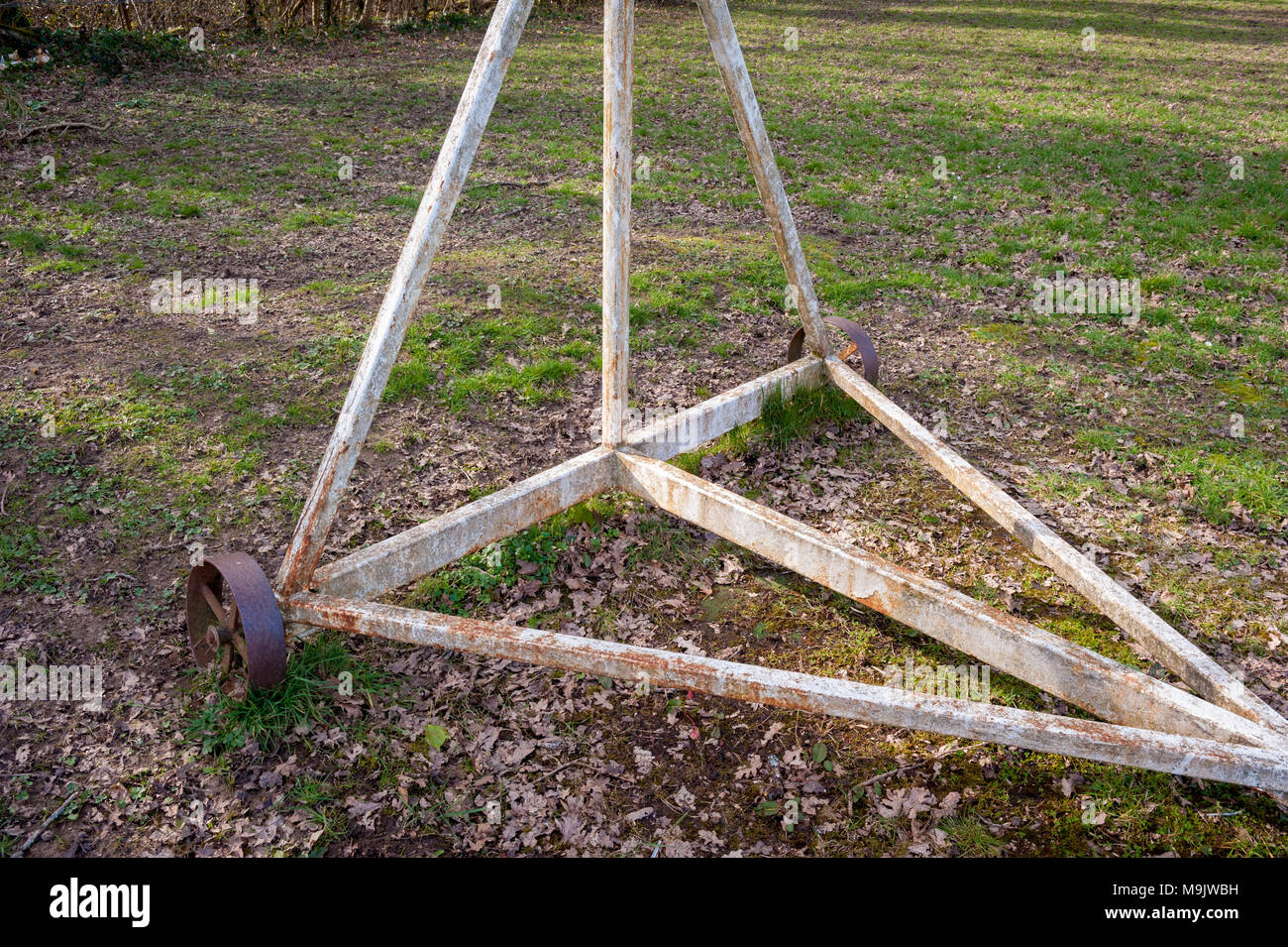 Cricket sight screen frames off-season at the recreation ground in ...