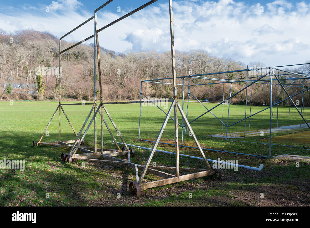 Cricket sight screen frames off-season at the recreation ground in ...