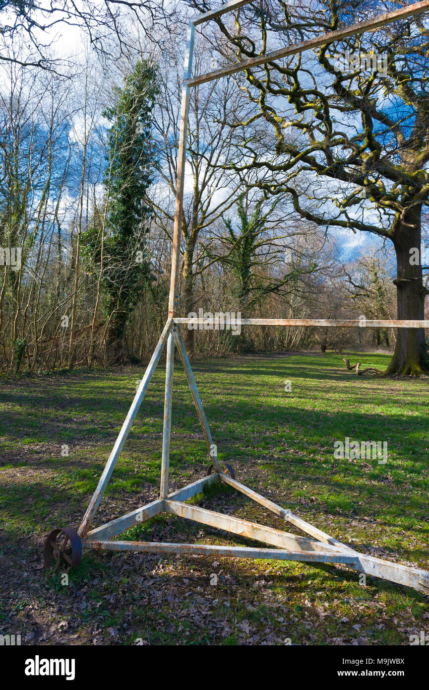 Cricket sight screen frames off-season at the recreation ground in ...