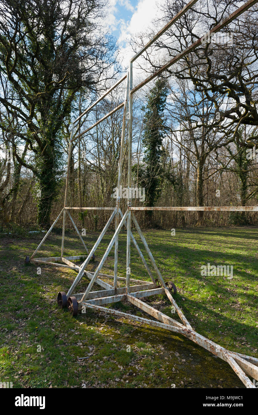 Cricket sight screen frames off-season at the recreation ground in ...