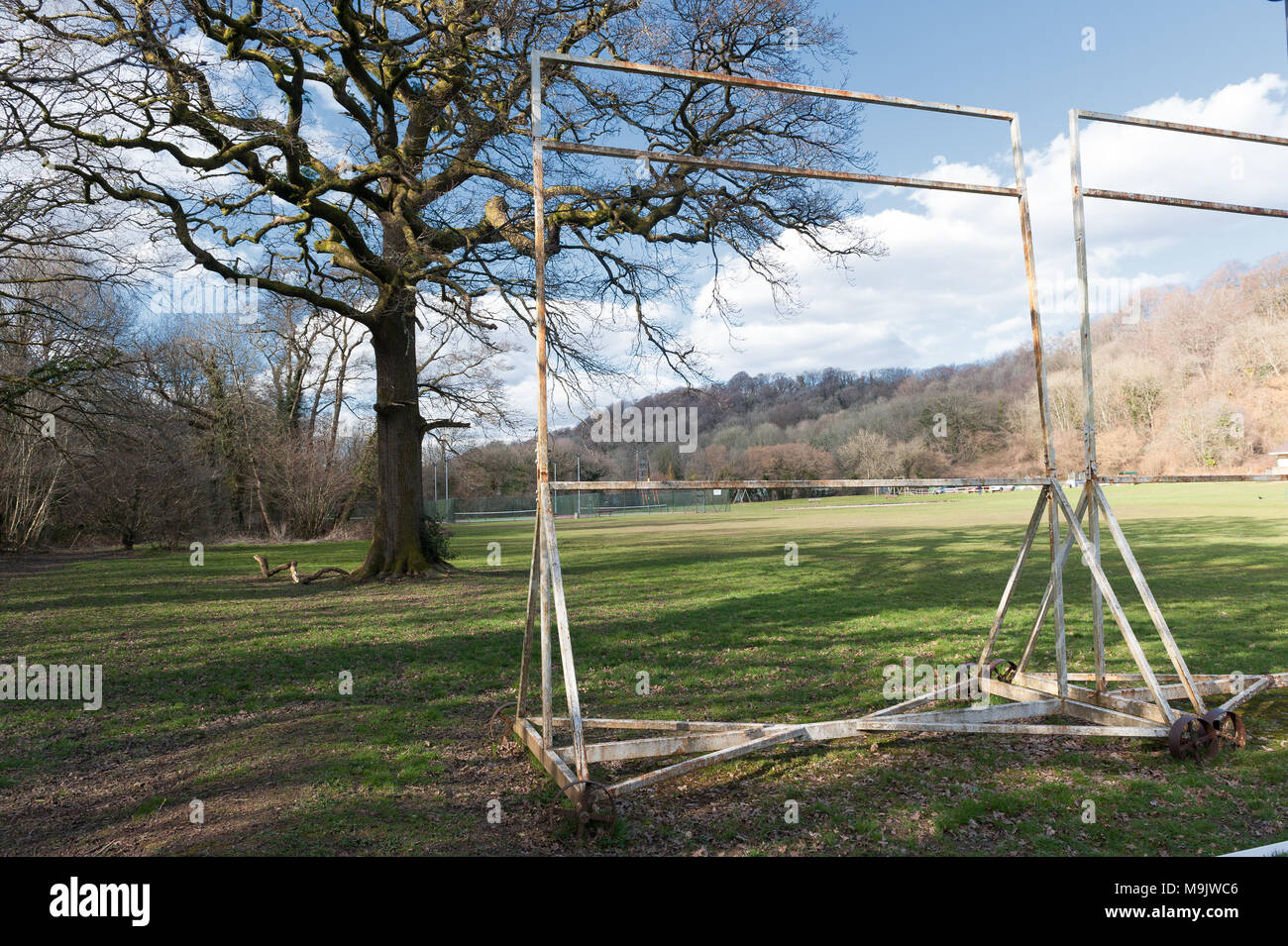 Cricket sight screen frames off-season at the recreation ground in ...