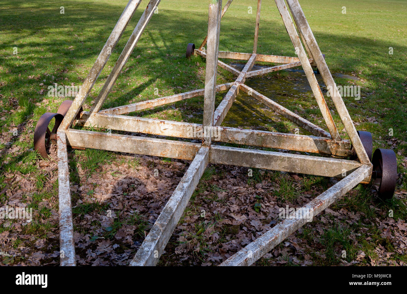 Cricket sight screen frames off-season at the recreation ground in ...