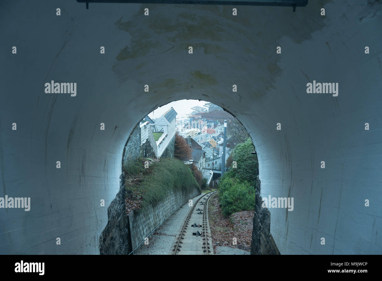 The Fløibanen Funicular goes up Fløyen Mountain for panoramic views and ...