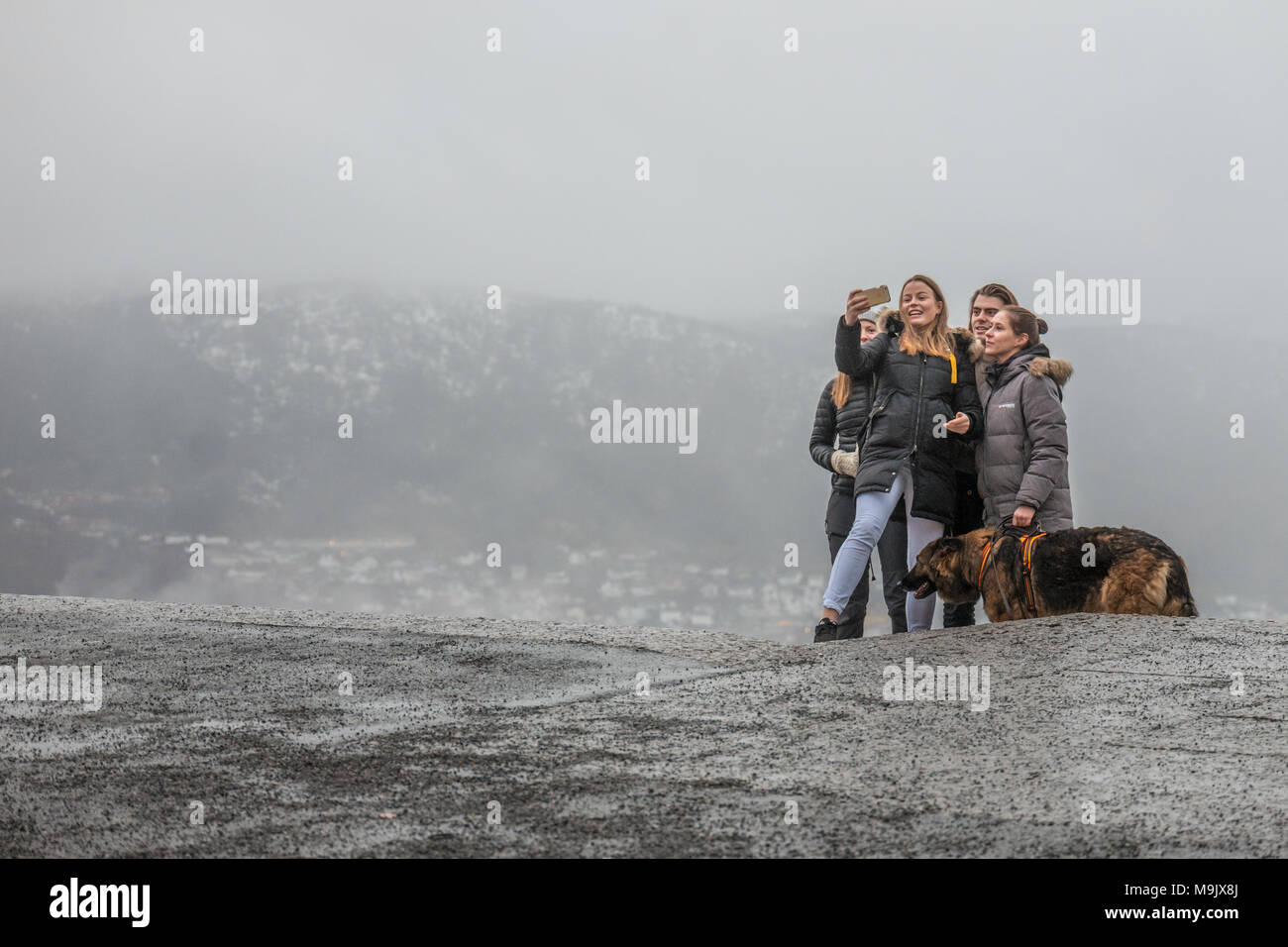 The Fløibanen Funicular goes up Fløyen Mountain for panoramic views and ...