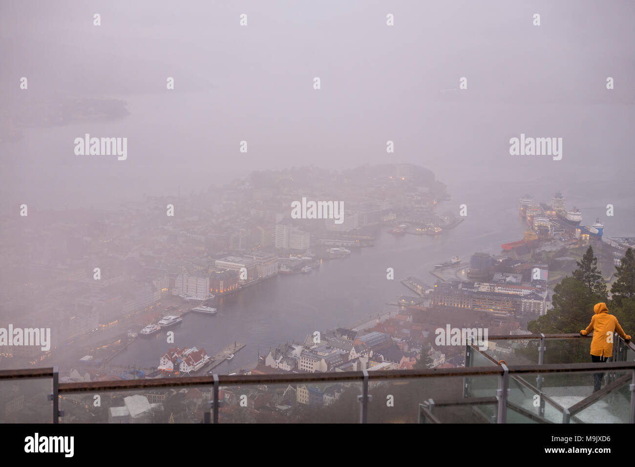 The Fløibanen Funicular goes up Fløyen Mountain for panoramic views and ...
