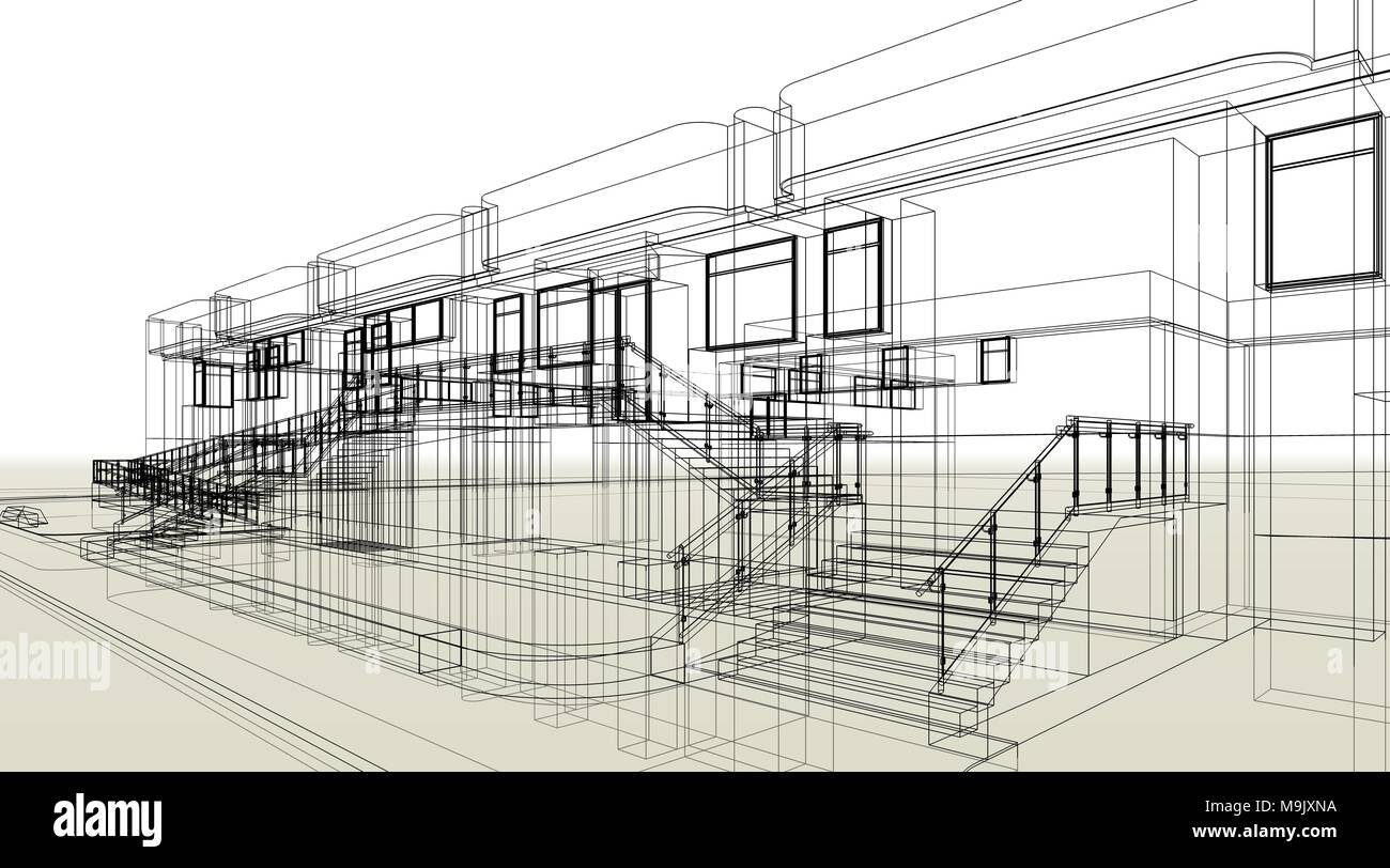architecture building 3d illustration Stock Photo - Alamy