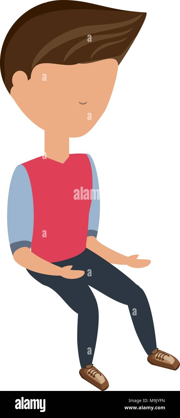 avatar man sitting icon over white background, colorful design. vector ...