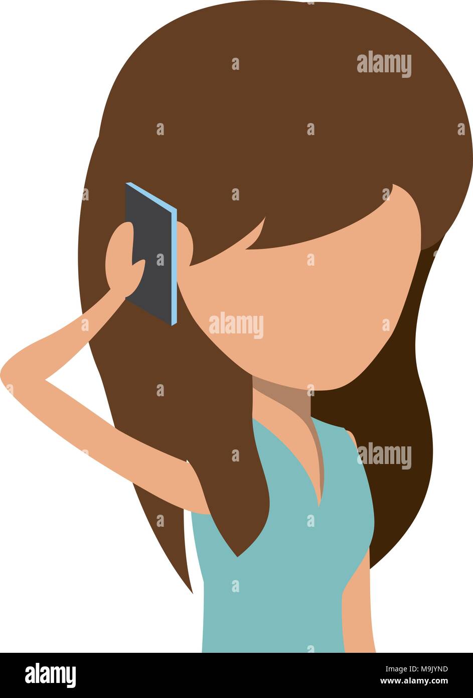 avatar Woman Talking on Cellphone over white background, colorful ...