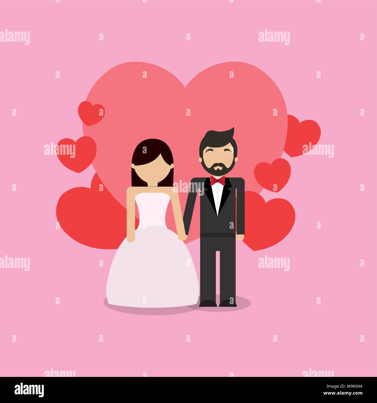 avatar wedding couple and heart over pink background, colorful design ...