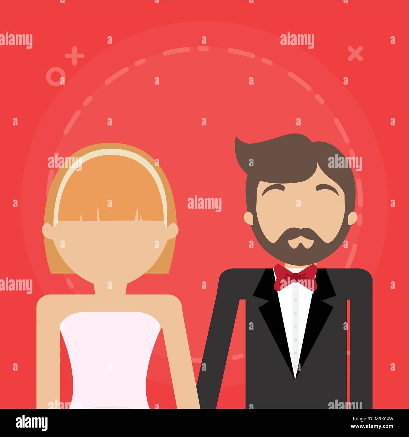avatar young wedding couple over background, colorful design. vector ...