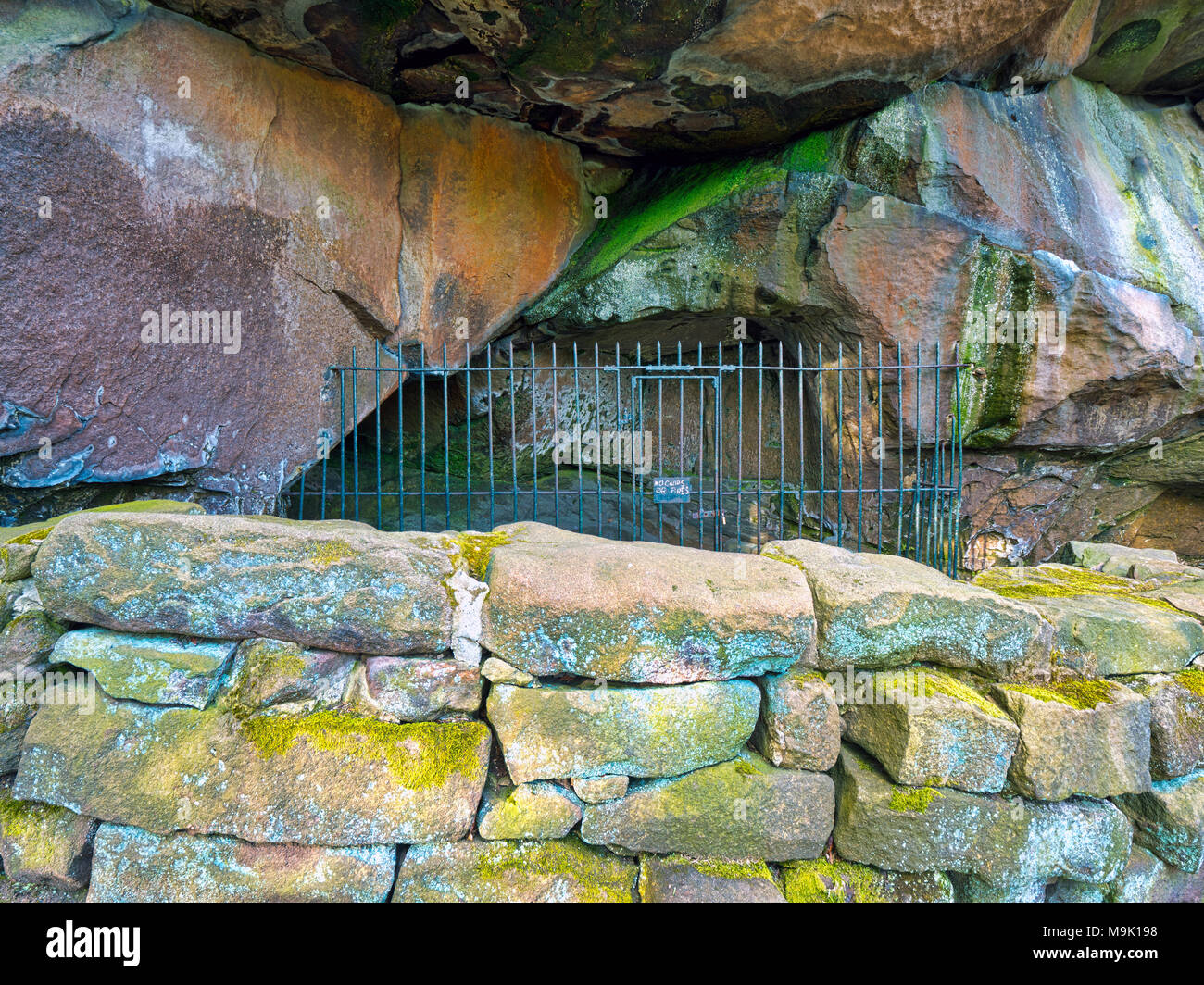 14th century Hermit's Cave at the base of Cratcliffe Rocks, near the ...