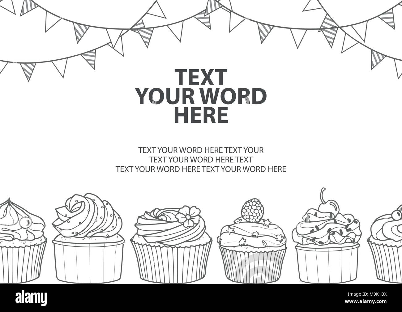 Cupcake Border For Word Cute Food Sweet 2757525 Vector Art At Vecteezy