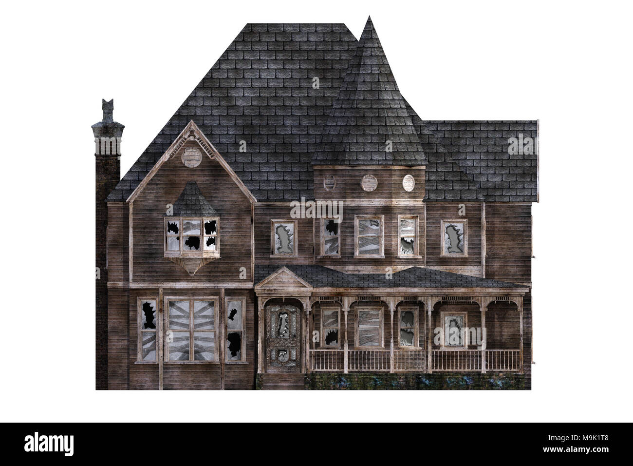 Facade abandoned old building Cut Out Stock Images & Pictures - Alamy