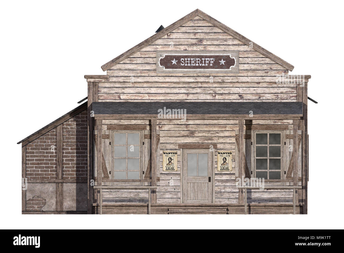 Old wild west building isolated on white, 3d render Stock Photo - Alamy
