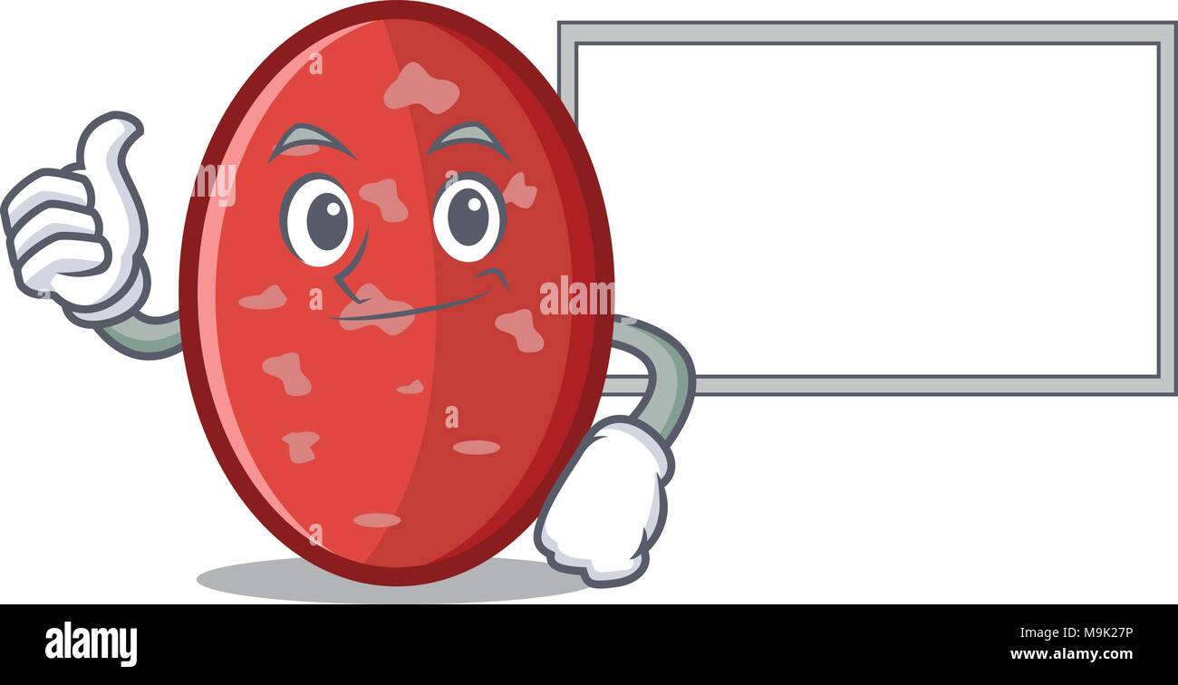 Thumbs up with board salami character cartoon style Stock Vector Image ...