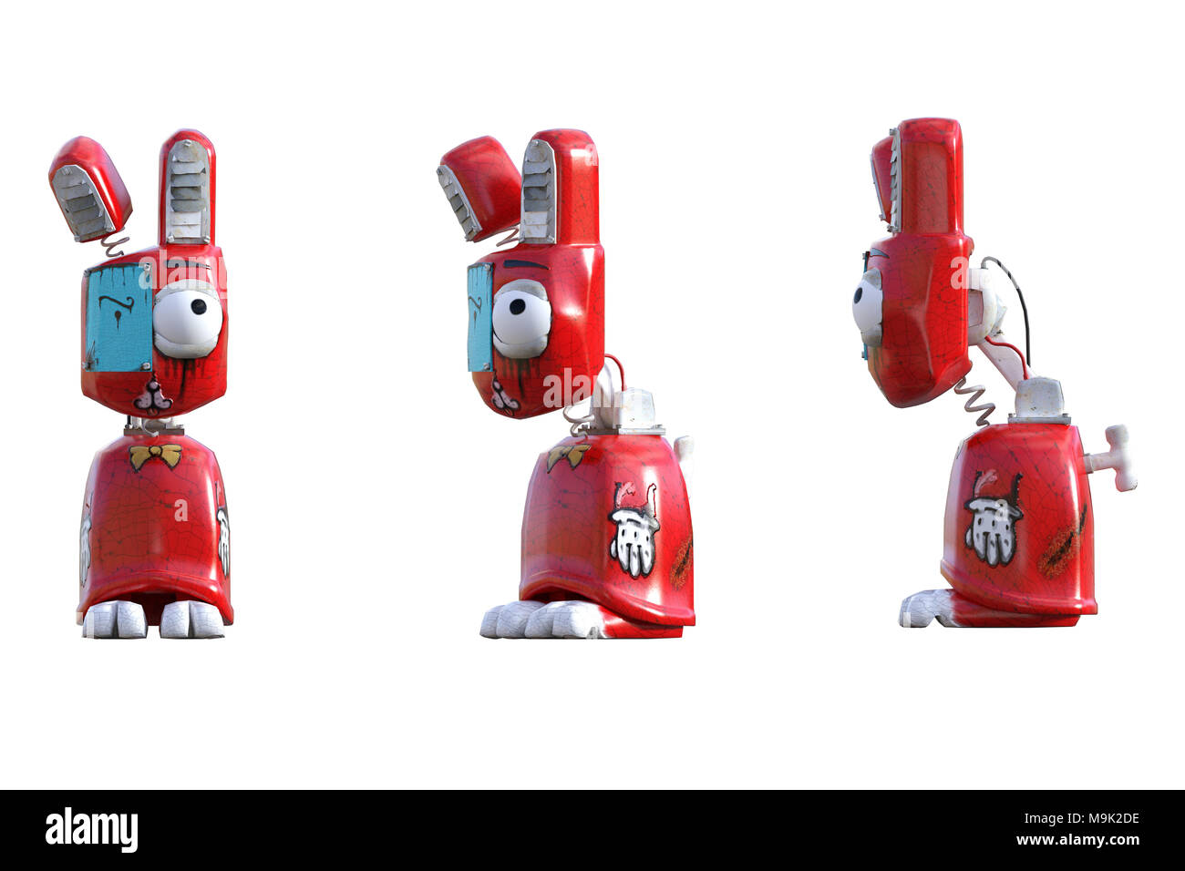 Robot wind up bunny rabbit isolated on white, 3d render Stock Photo - Alamy