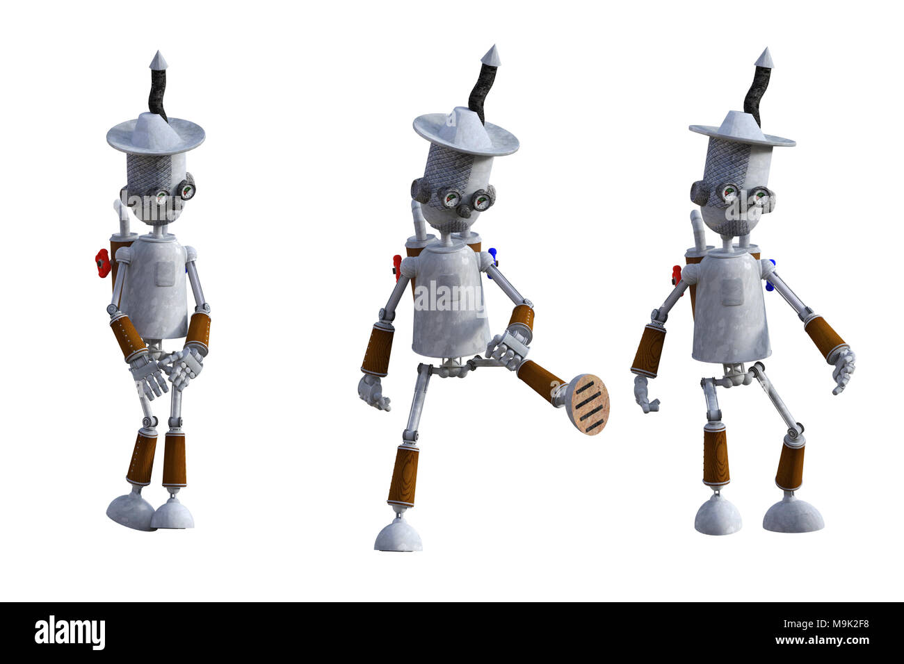 Set of tinmen robots isolated on white, 3d render Stock Photo - Alamy