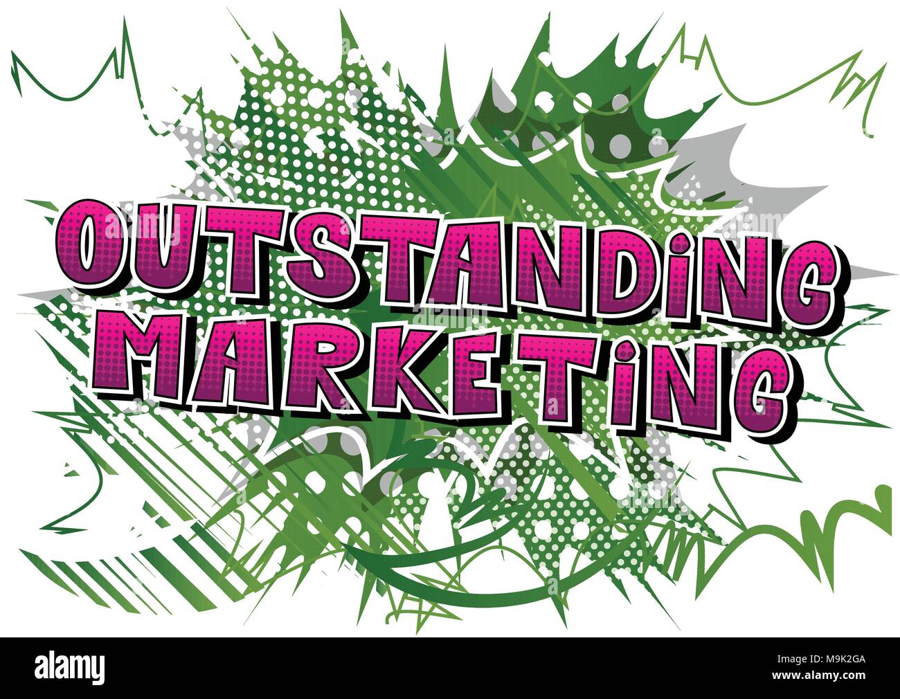 Outstanding Marketing - Comic book style word on abstract background ...