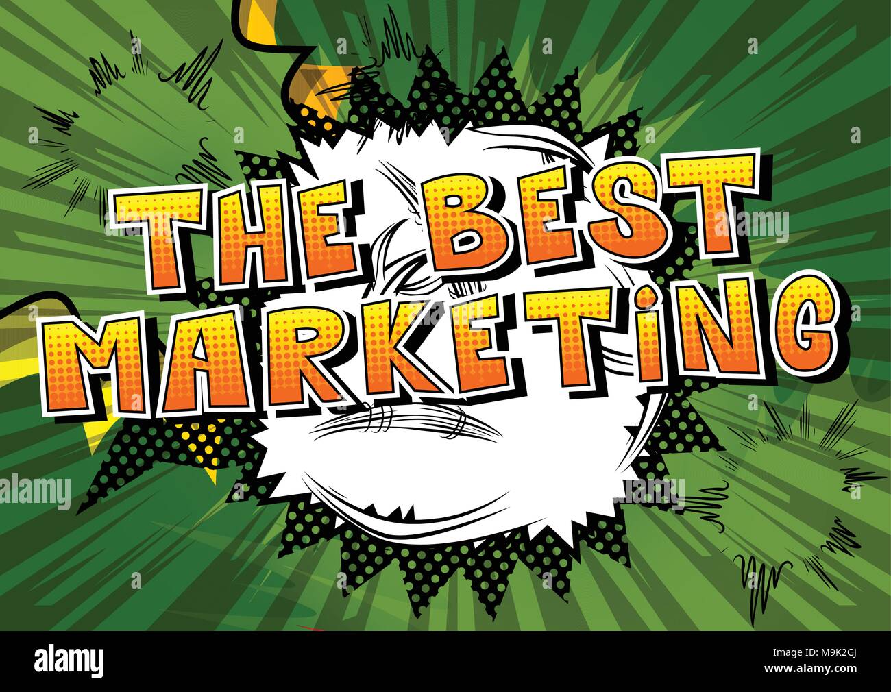 The Best Marketing - Comic book style word on abstract background Stock ...