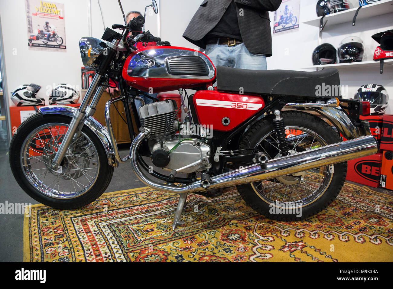 City Riga, Latvia. Car and motorcycle exibition. Motorcycle, Jawa and ...