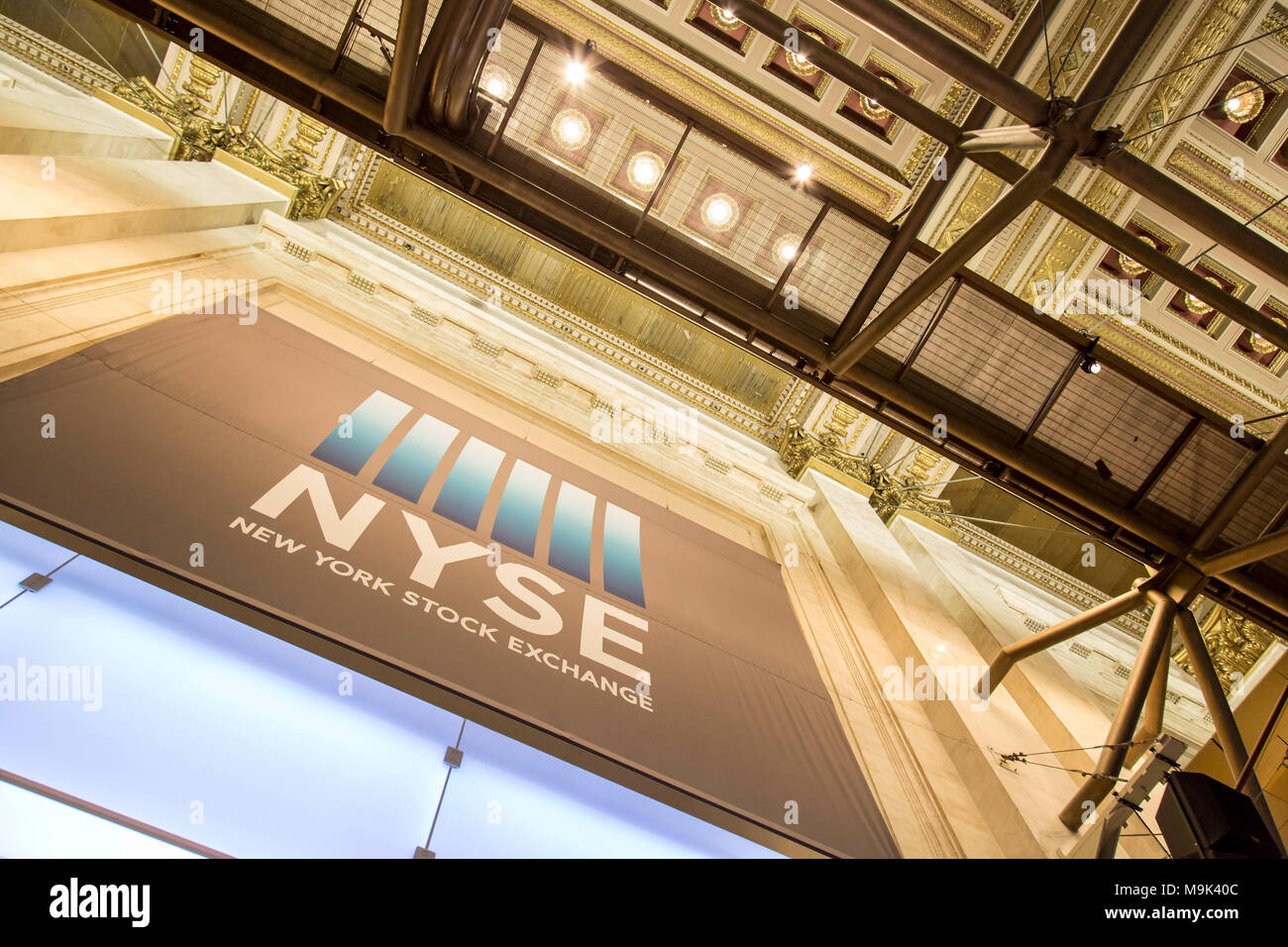 Architectural elements of the New York Stock Exchange trading floor ...