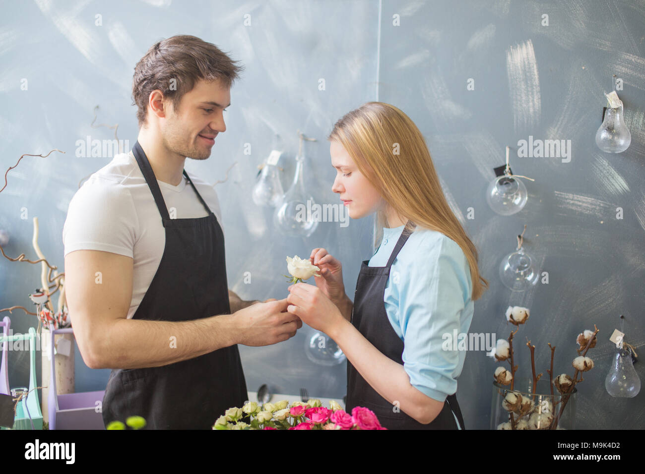 showing sincere feelings with white rose. consept of love Stock Photo ...