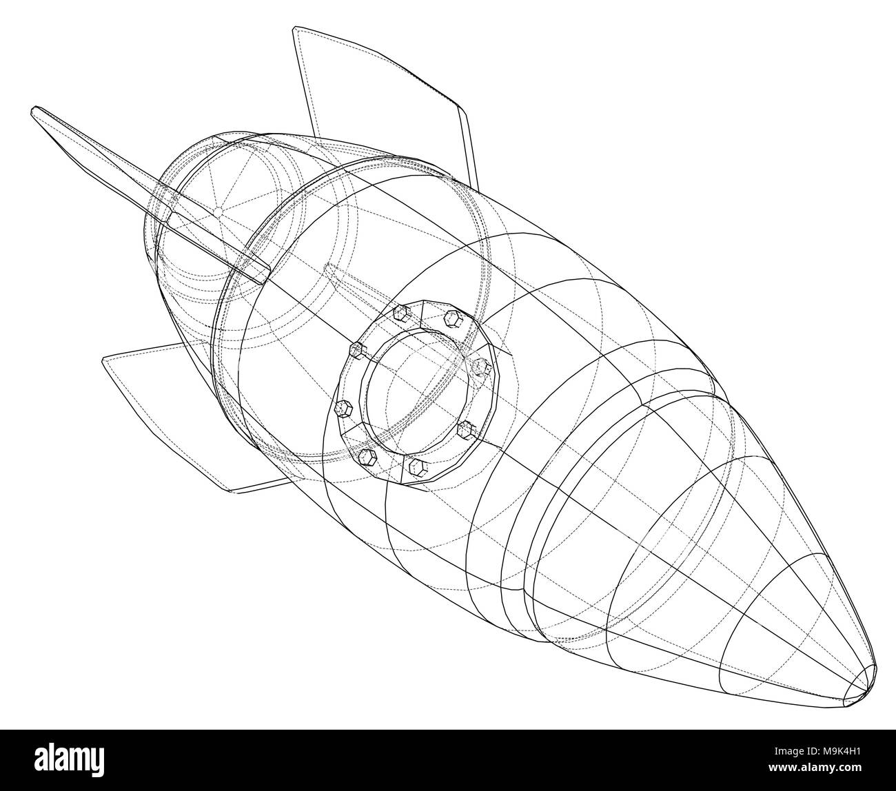 Rocket sketch. Vector rendering of 3d Stock Vector Image & Art - Alamy